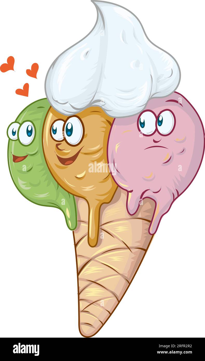 Cute Ice Cream Cartoon. vector illustration Stock Vector Image & Art ...