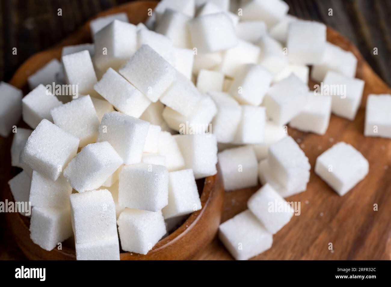Refined white beet sugar, cubes of white sweet sugar from sugar beet ...