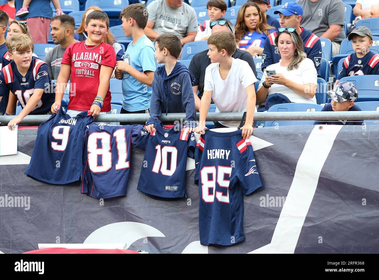 August 4, 2023; Foxborough, MA, USA; Fans look on during Patriots ...