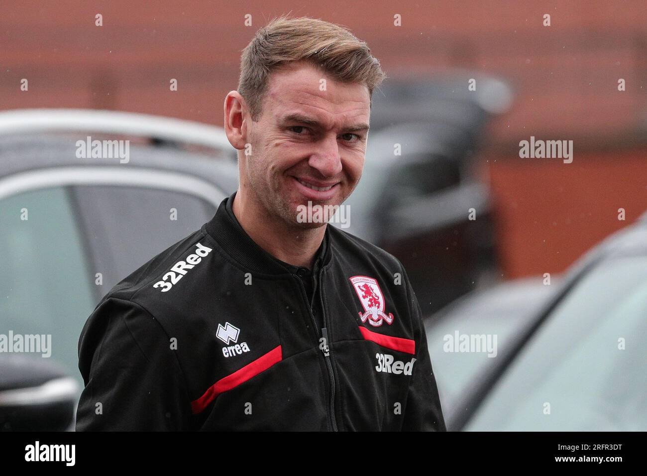 Jamie Jones #32 of Middlesbrough arrives at The Riverside Stadium ahead ...