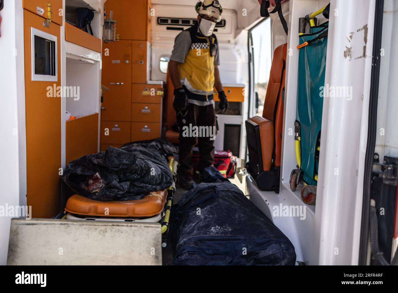 Idlib, Syria. 05th Aug, 2023. A member of the Syrian Civil Defense ...