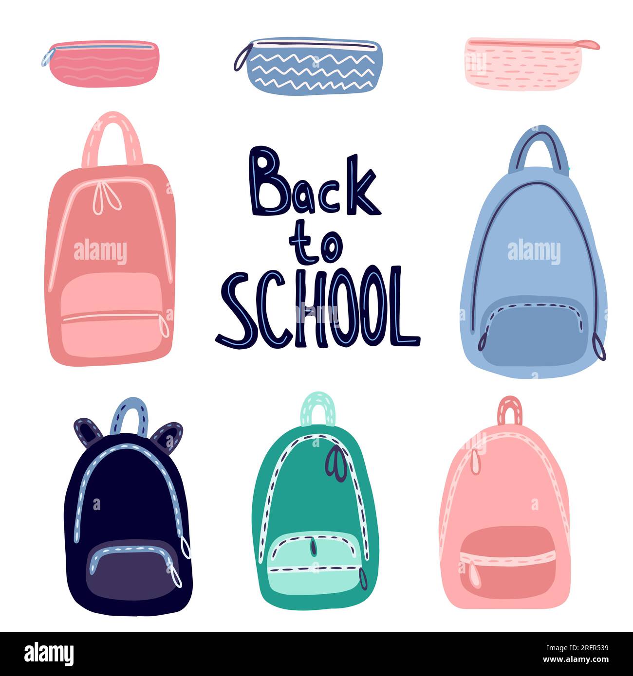 Cartoon backpack school bags hi-res stock photography and images - Alamy