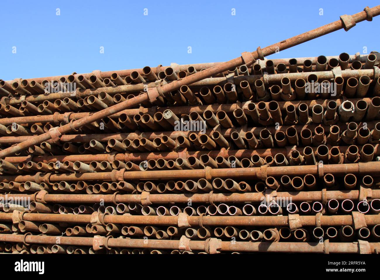 steel tube components in a construction site, North China Stock Photo ...