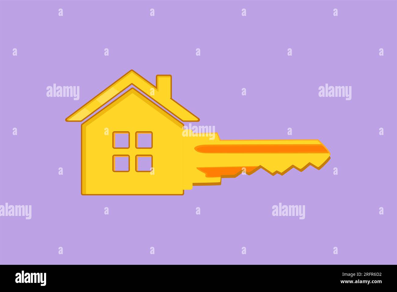 Graphic flat design drawing elegant key house symbol. Real estate logo ...