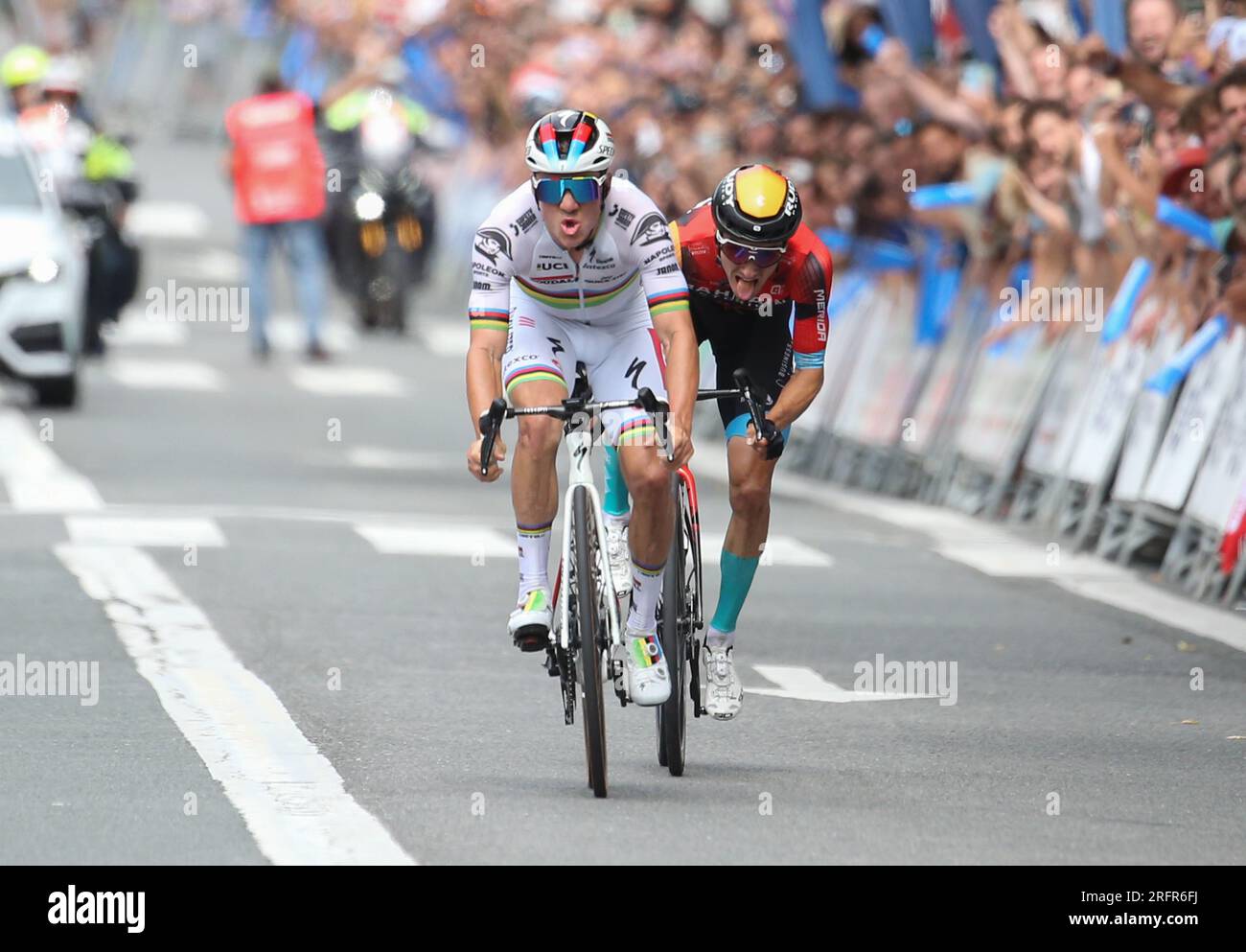 Remco Evenepoel of Soudal - Quick Step,and BILBAO Pello of Bahrain ...