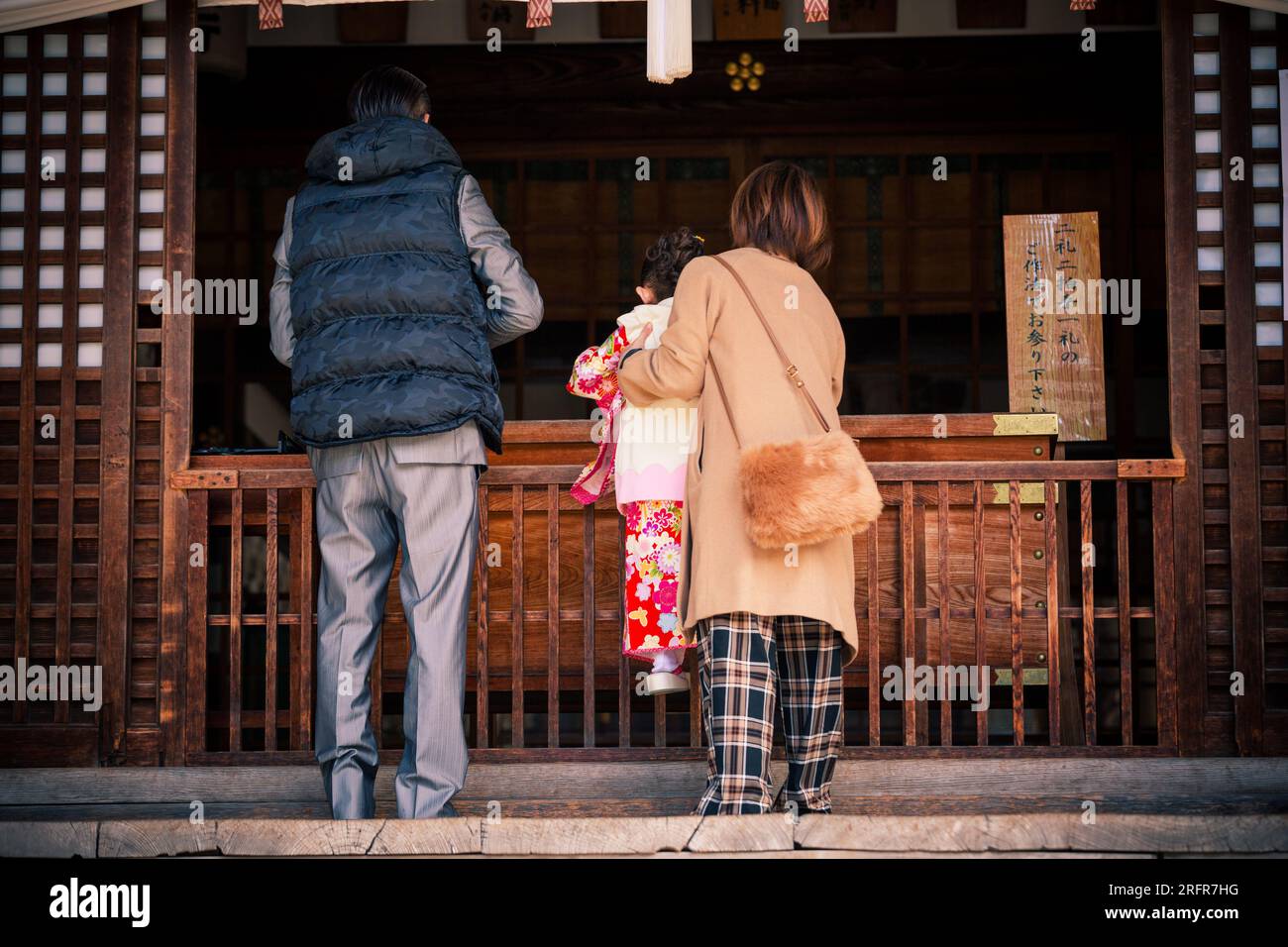 Japanese girl posing during Shichi-Go-San day at Oyama Jinja Shrine, Kanazawa, Japan Stock Photo ...