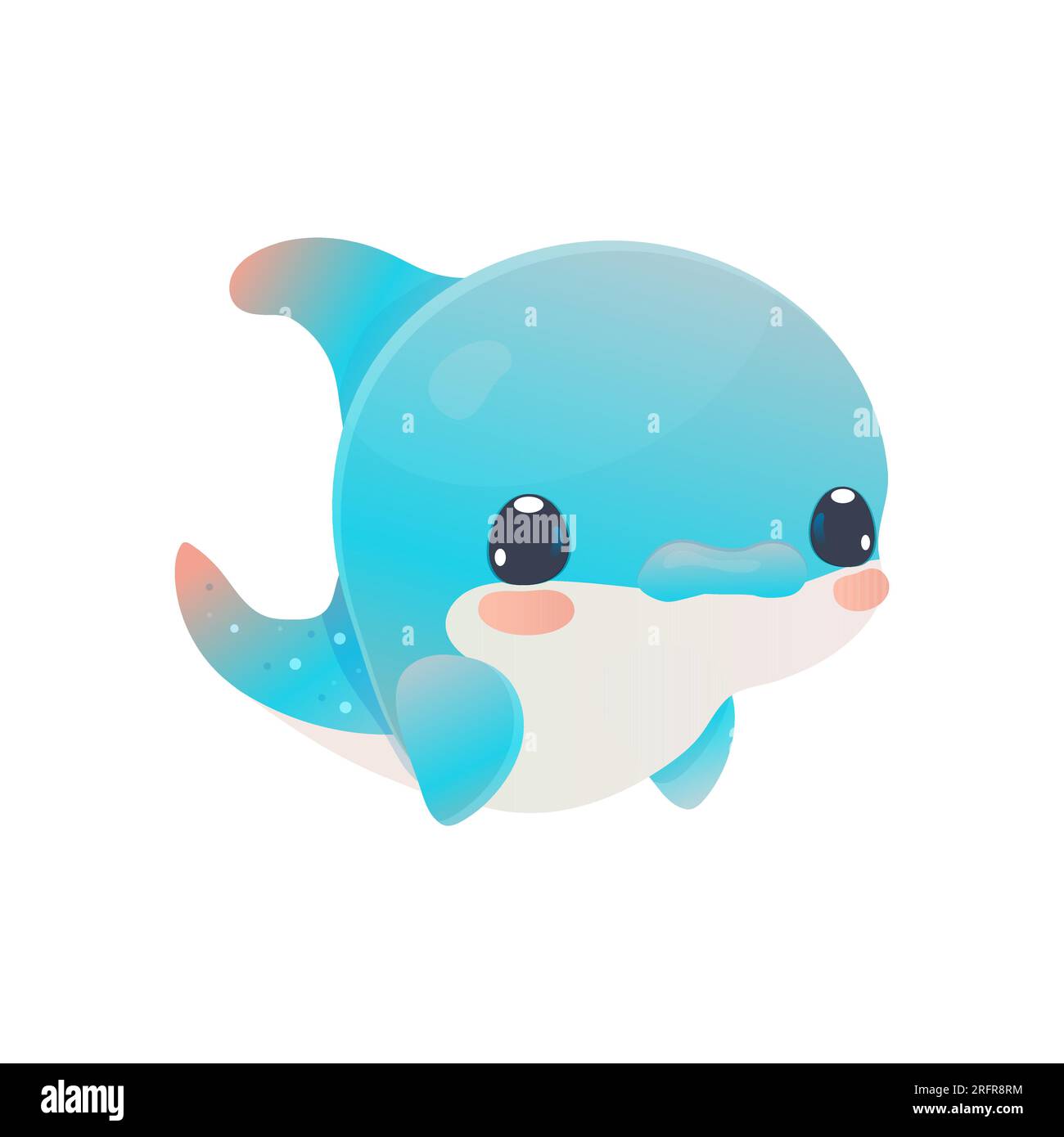 Kawaii sea dolphin vector illustration. Sea creatures underwater ...
