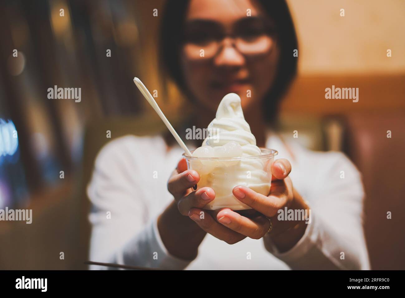 Yogurt ice cream with logan fresh fruits Stock Photo - Alamy