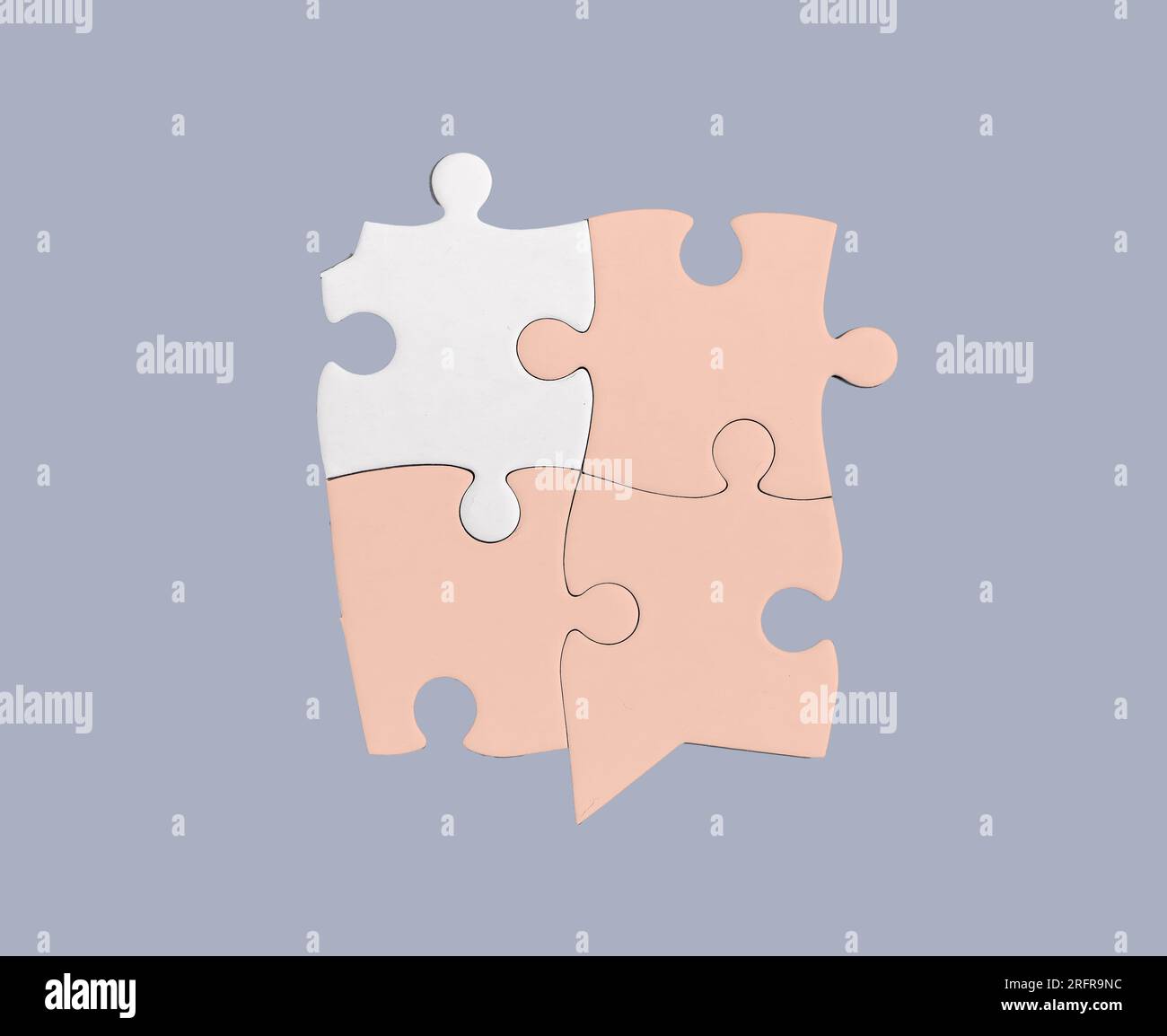 Four puzzle pieces connected joined together Stock Photo - Alamy