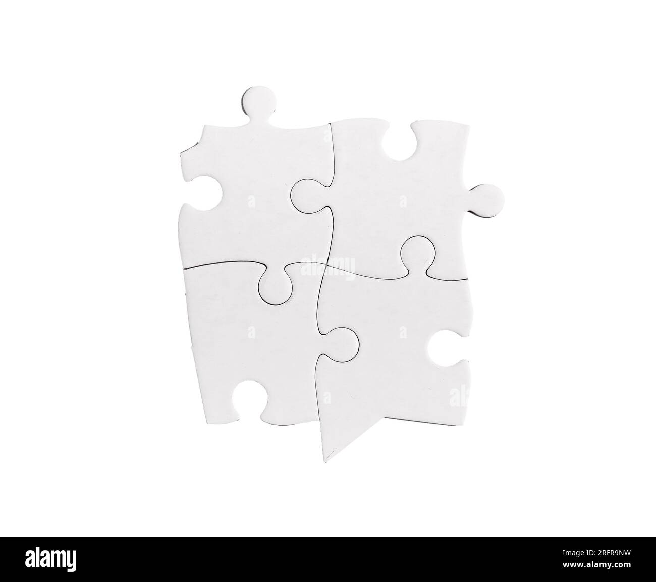 Four puzzle pieces connected together. Team concept. Isolated on white ...
