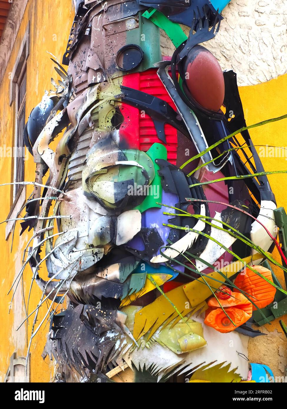 Half rabbit sculpture by Bordalo II in Gaia near Porto, Portugal Stock ...