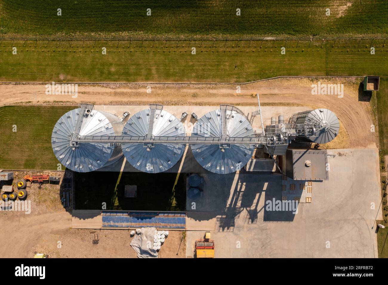 Drone photography of farms grain silo during spring sunny day Stock ...