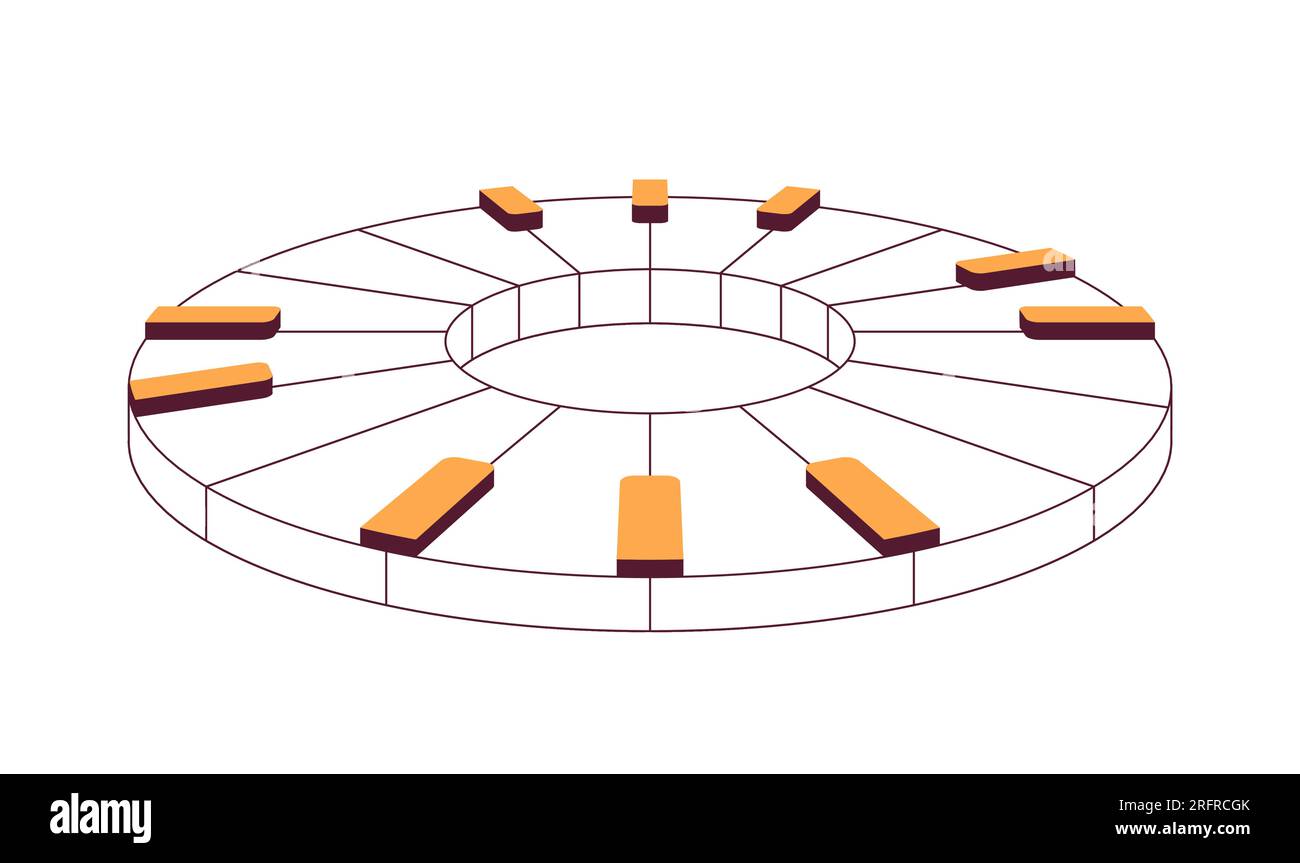 Circular piano keyboard semi flat colour vector object Stock Vector ...