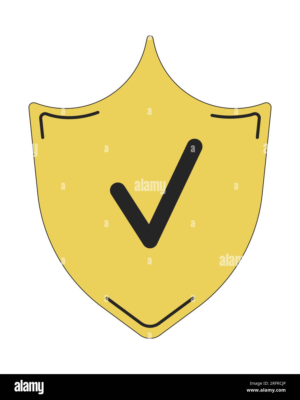Protection Shield With Checkmark Flat Line Color Isolated Vector Object Stock Vector Image And Art