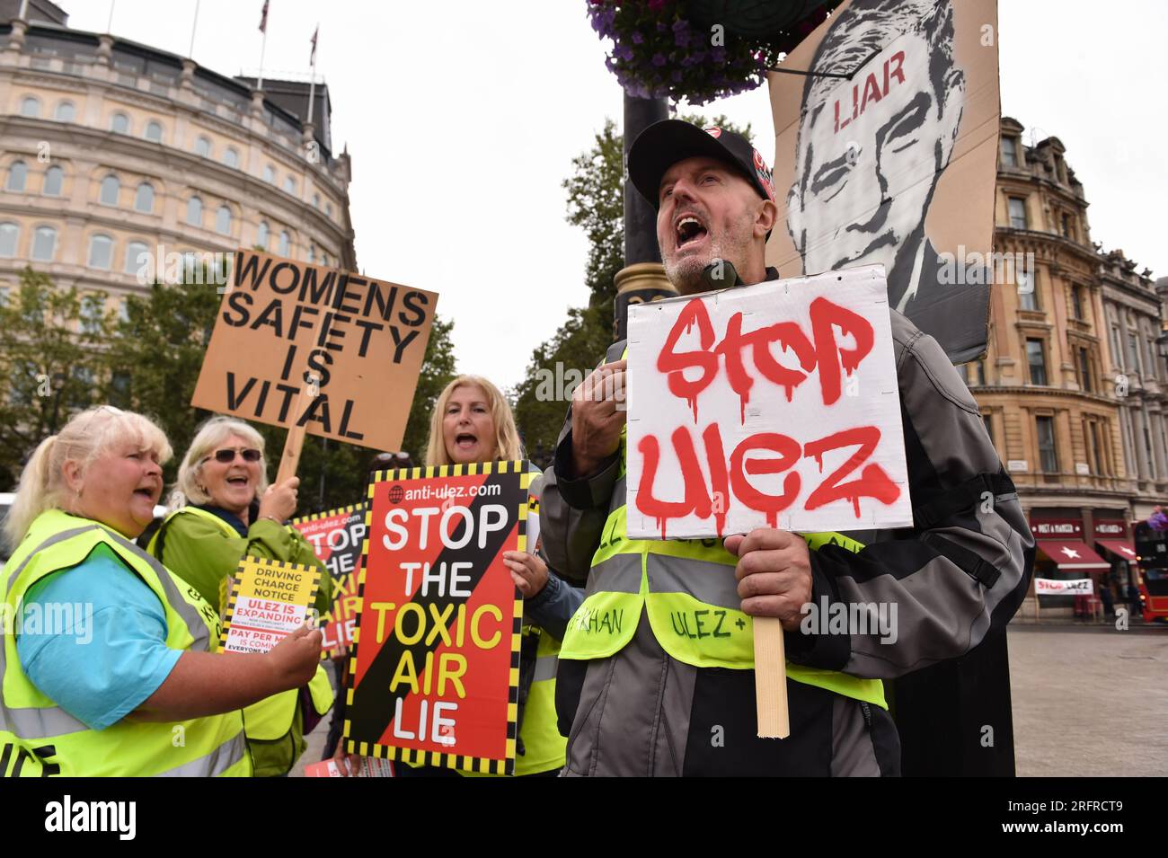 London, England, UK. 5th Aug, 2023. Anti-ULEZ demonstrators gathered at ...
