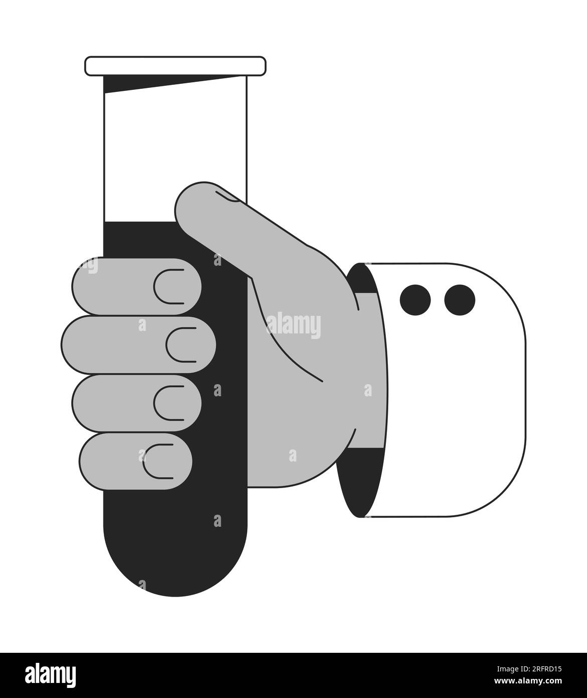 Hand holding test tube with liquid flat monochrome isolated vector ...