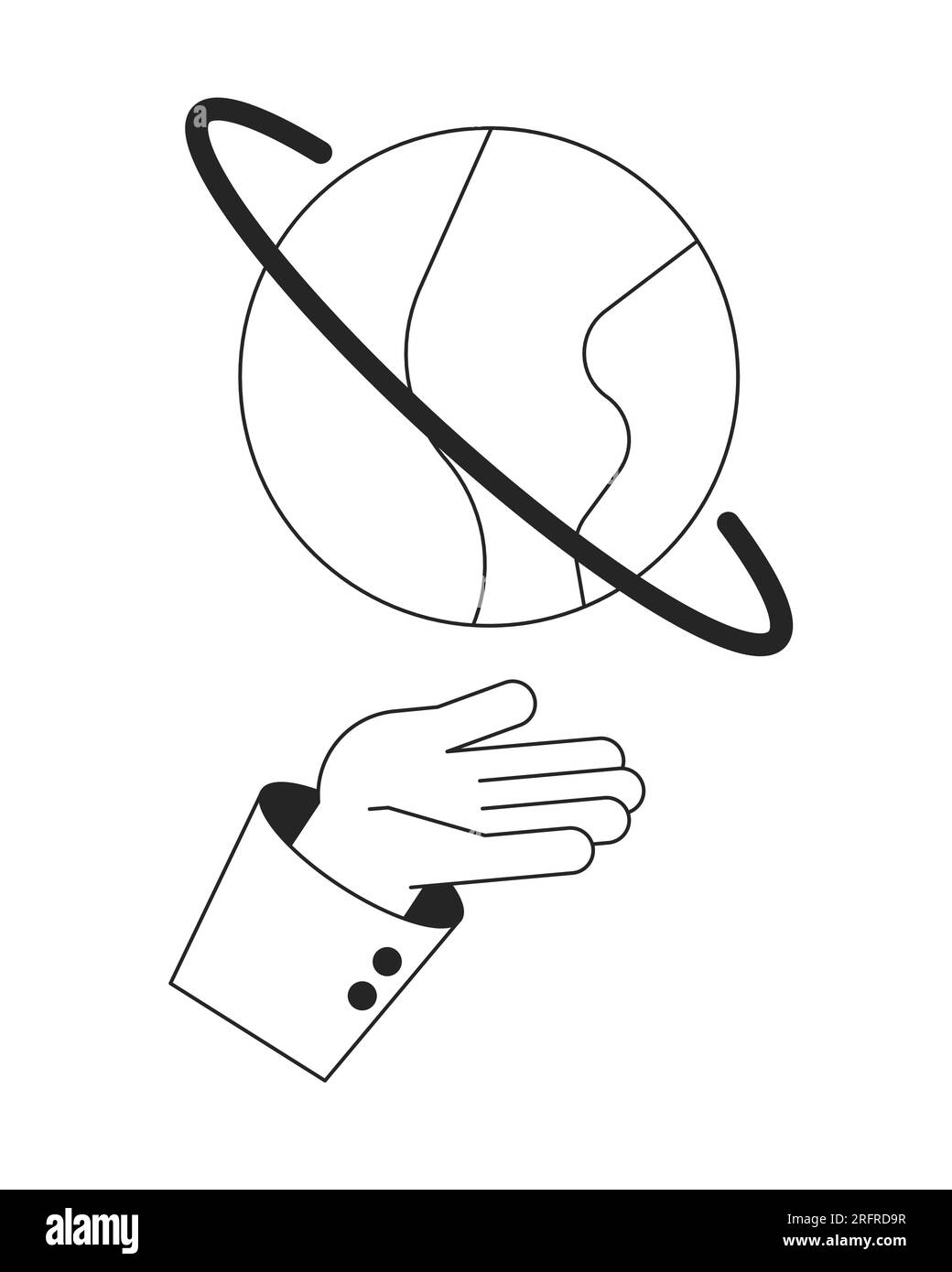 Planet Over Hand Flat Monochrome Isolated Vector Object Stock Vector