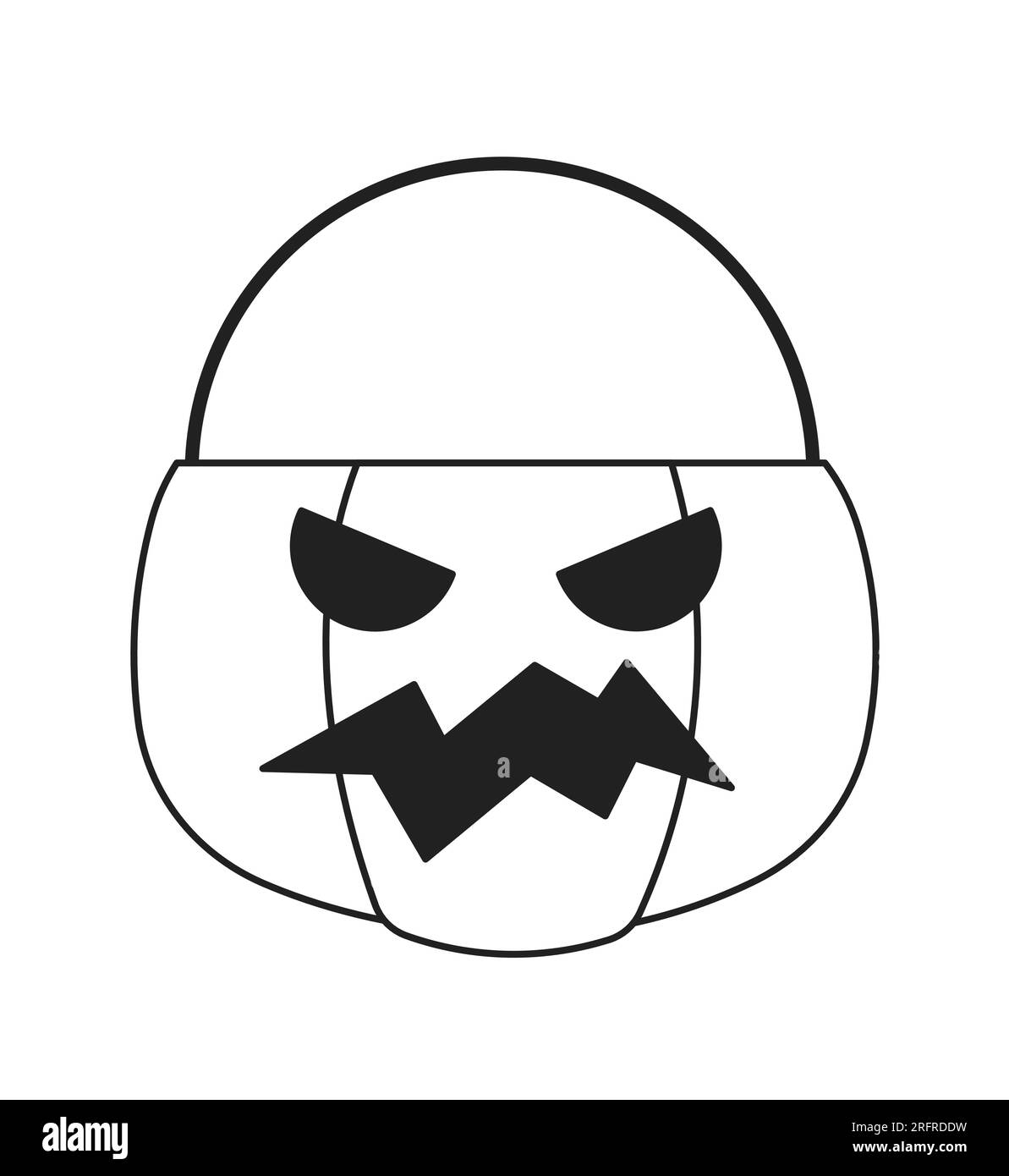 Halloween Pumpkin Basket Monochrome Flat Vector Object Stock Vector