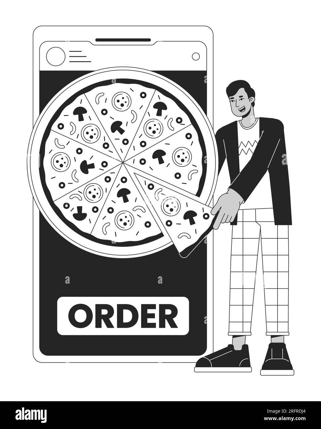 Online ordering food bw concept vector spot illustration Stock Vector ...