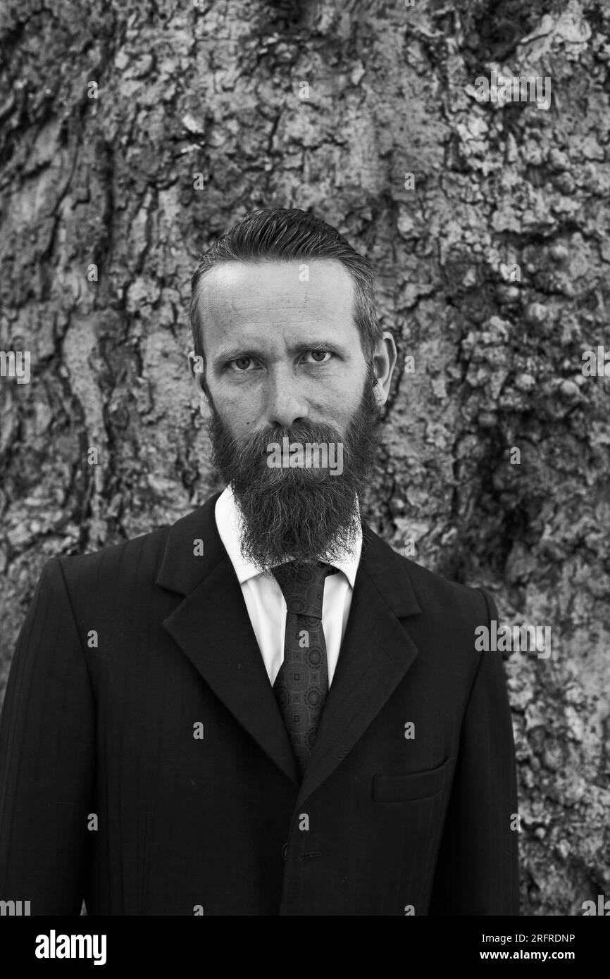White bearded man in Black and White Stock Photos & Images - Alamy