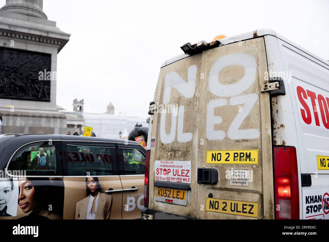 London, UK. 05th Aug, 2023. A van seen with "No ULEZ" written at the ...