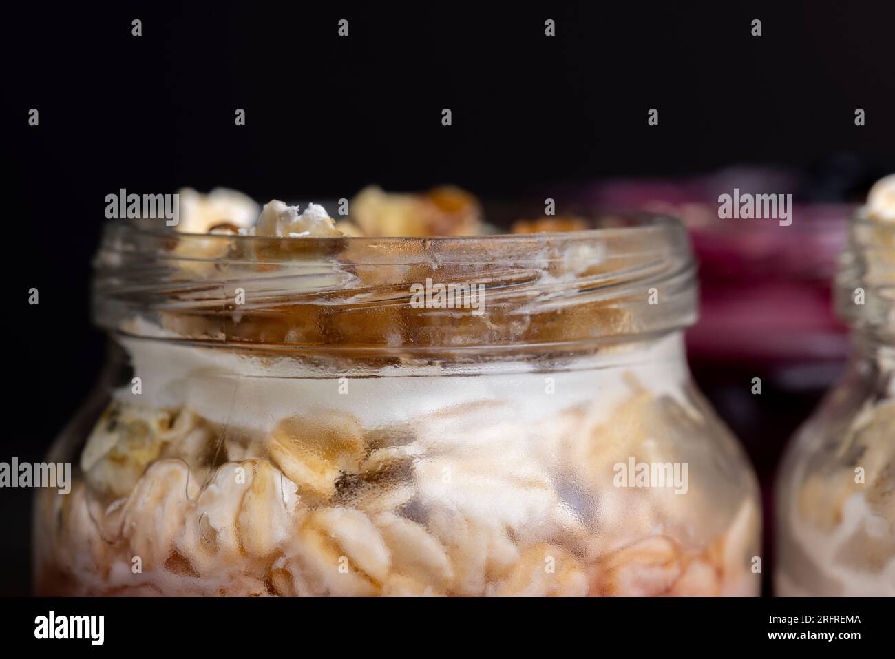 Spoiled yogurt with mold and sour taste, dangerous spoiled dairy ...