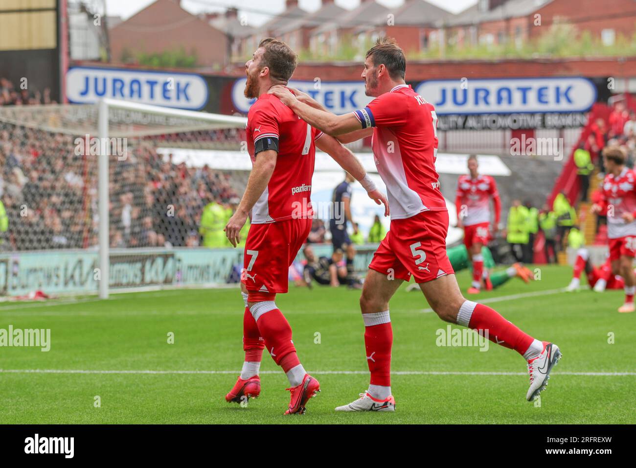 Nicky Cadden #7 of Barnsley celebrates his goal to make it 2-0 during ...