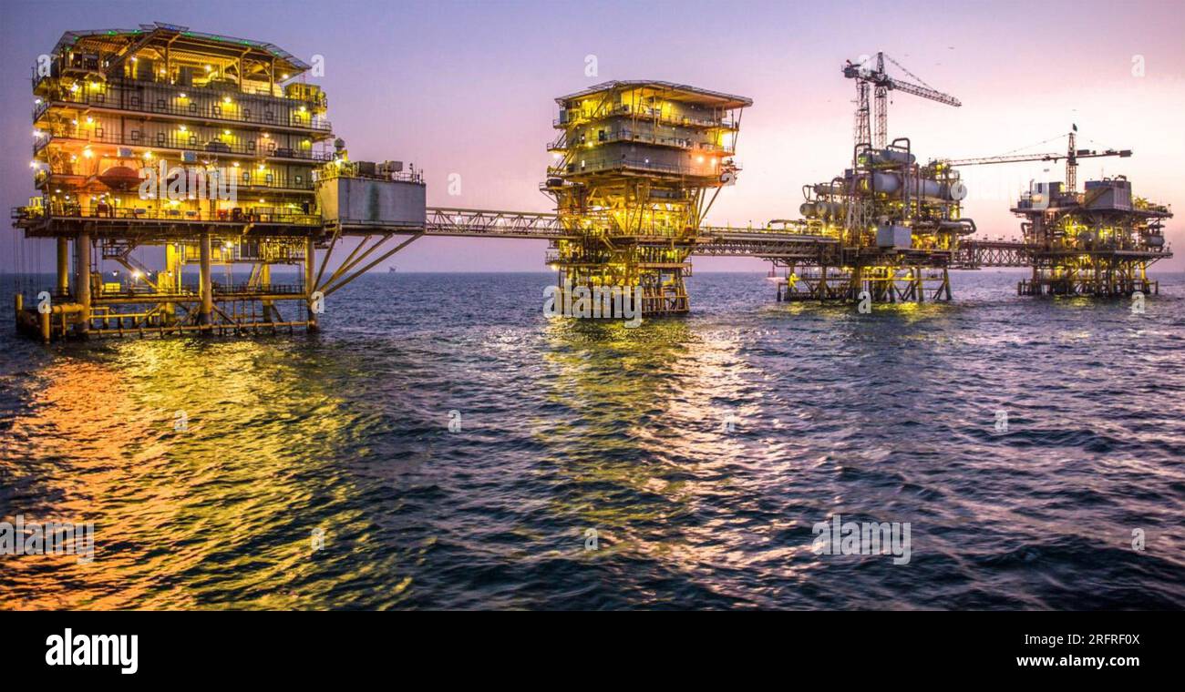 SAUDI ARAMCO TANAJIB oil facility in the Persian Gulf Photo: Saudi ...