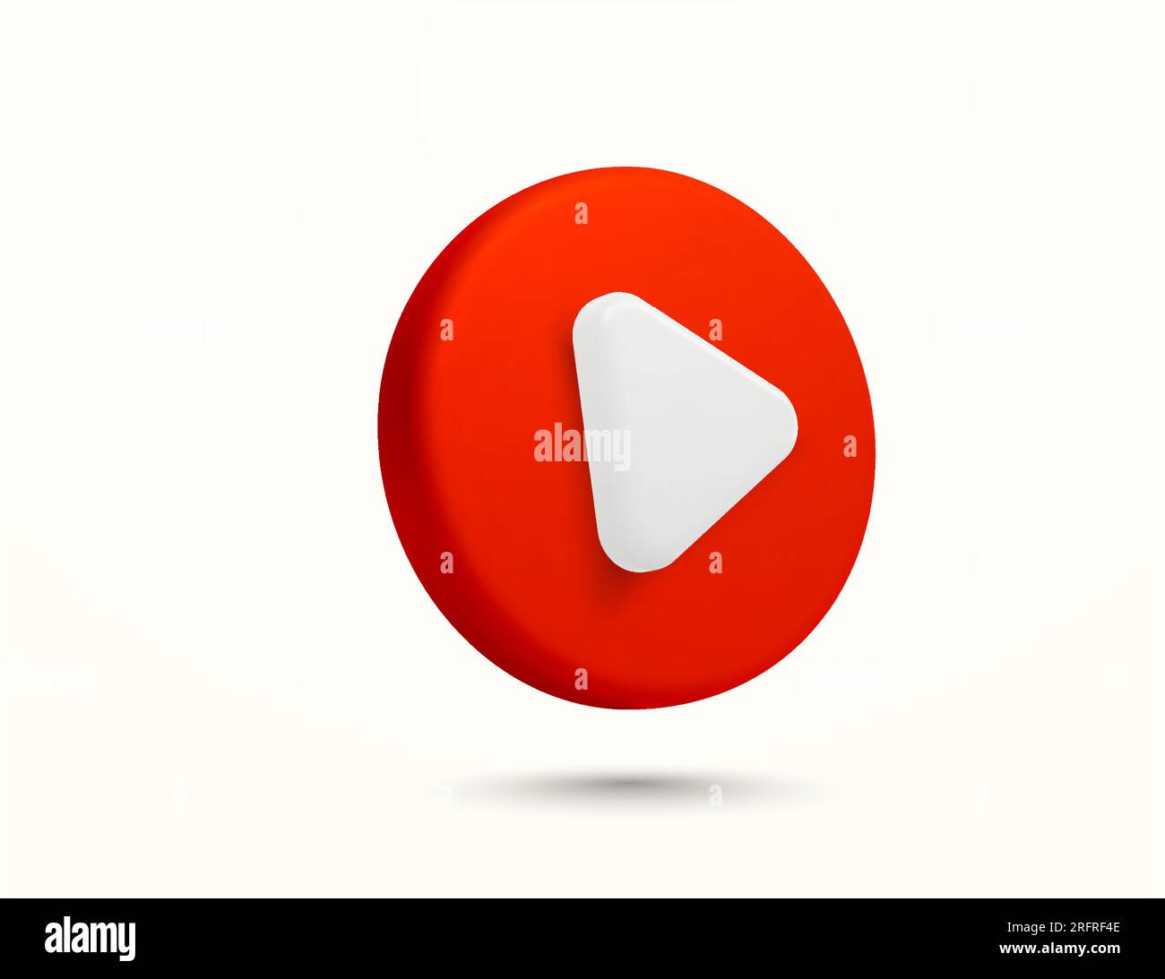 3d red media, video or audio player button icon, isolated on white ...