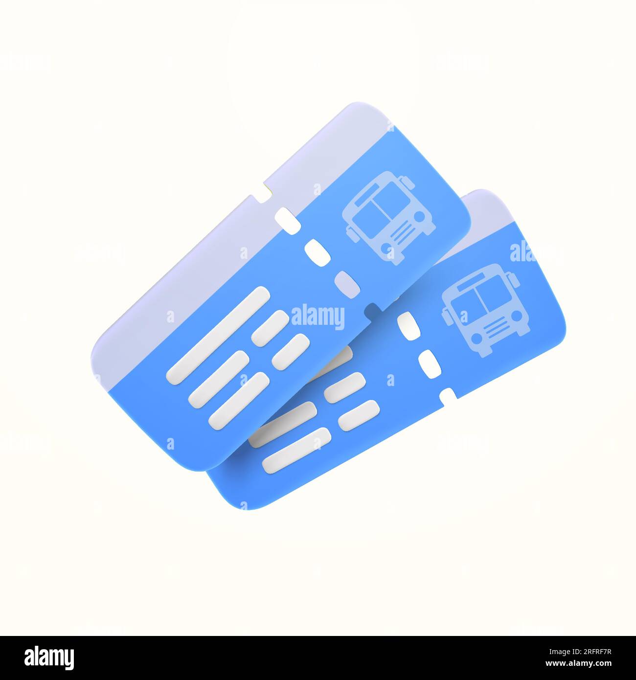 3d couple of blue bus tickets, minimal style, isolated on white ...