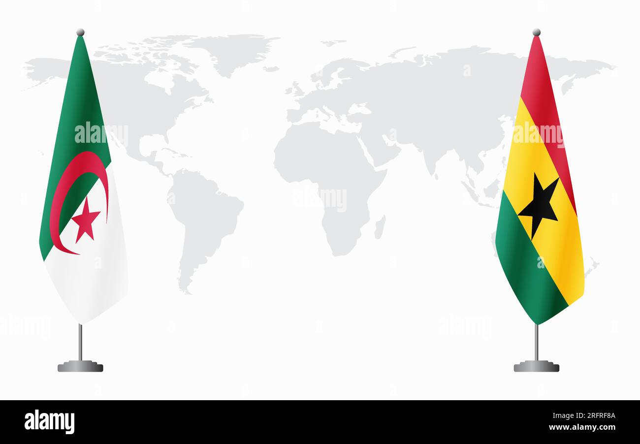 Algeria and Ghana flags for official meeting against background of ...