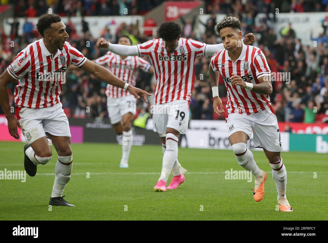 Stoke City's Andre Vidigal (right) celebrates scoring their side's ...