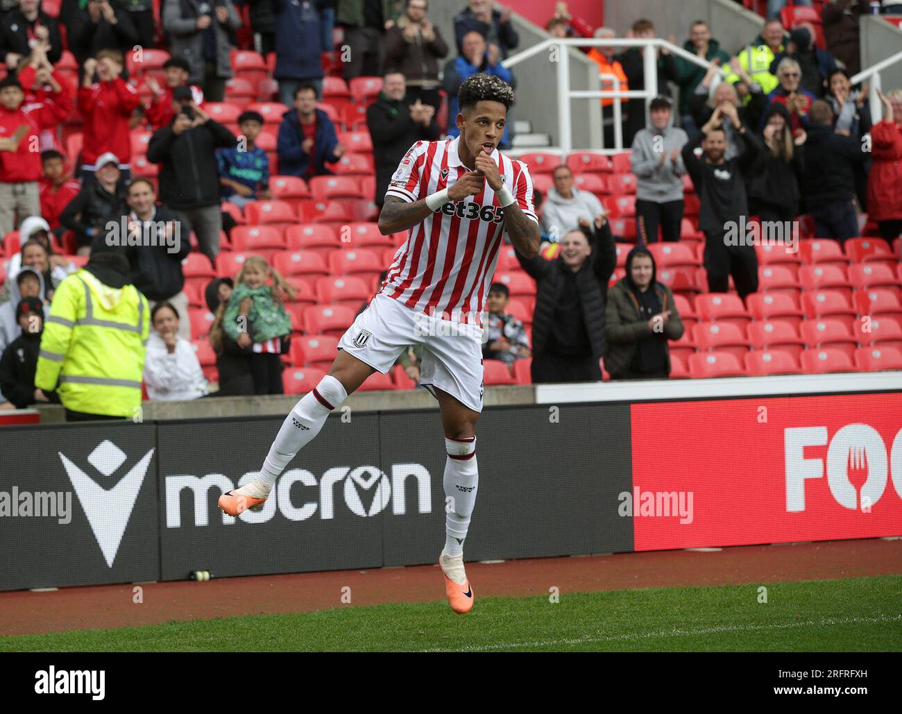 Stoke City's Andre Vidigal celebrates scoring their side's third goal ...