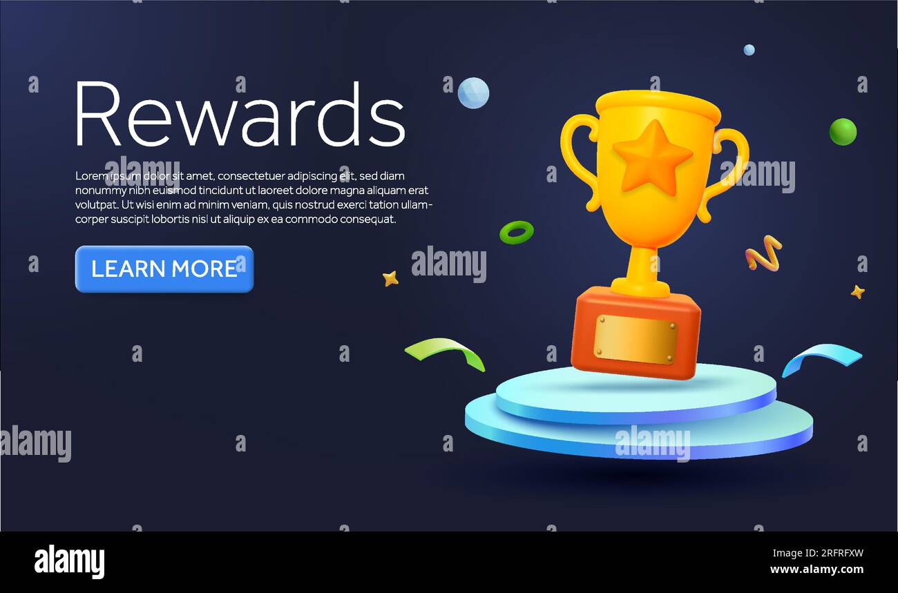 3d golden trophy on podium, confetti effect, isolated background ...