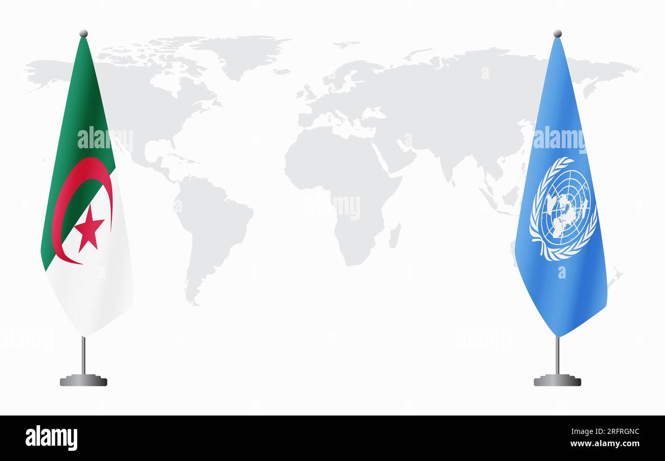 Algeria and United Nations flags for official meeting against ...