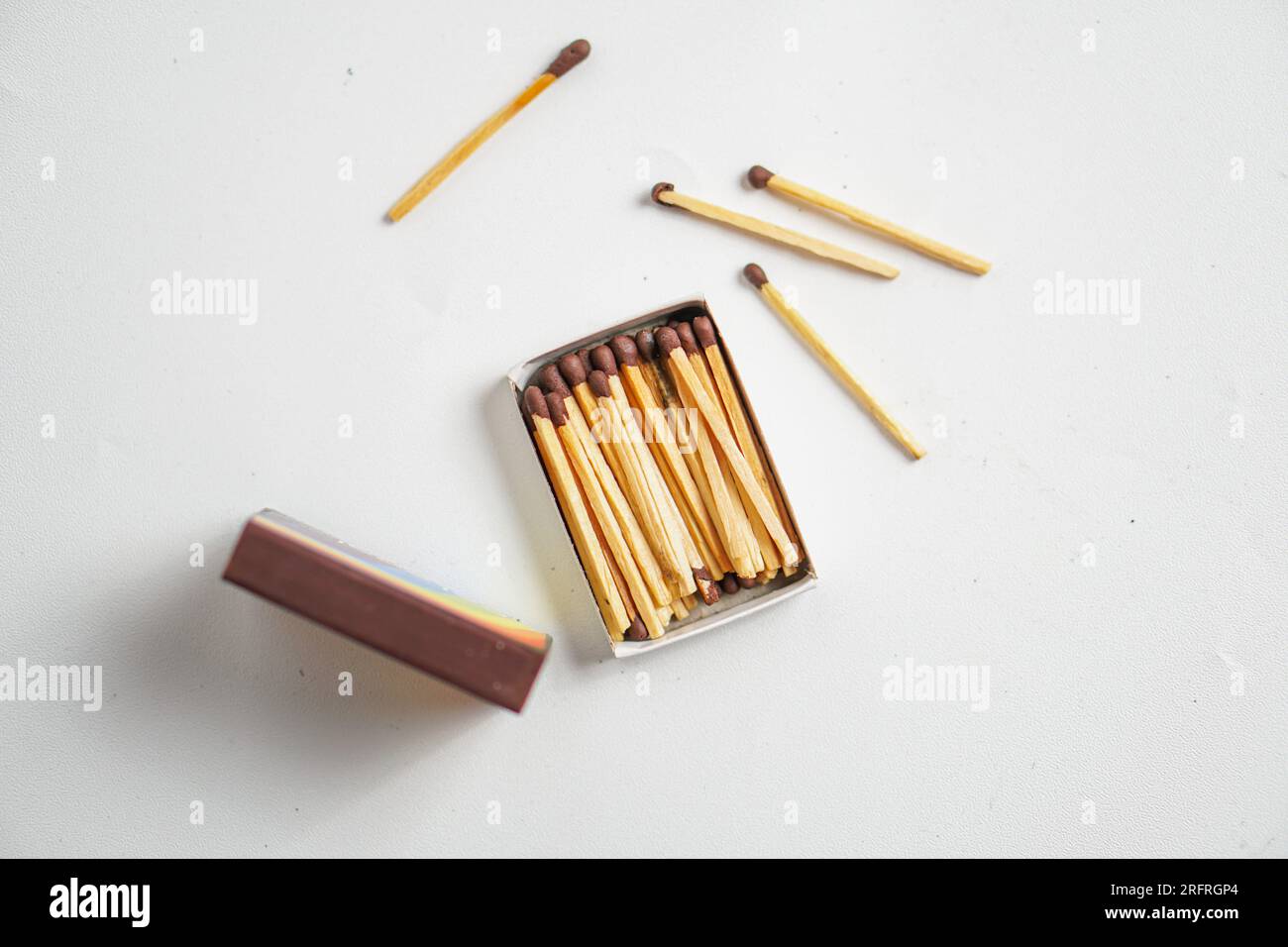 Half opened blank matchbox with matches inside isolated on white Stock ...