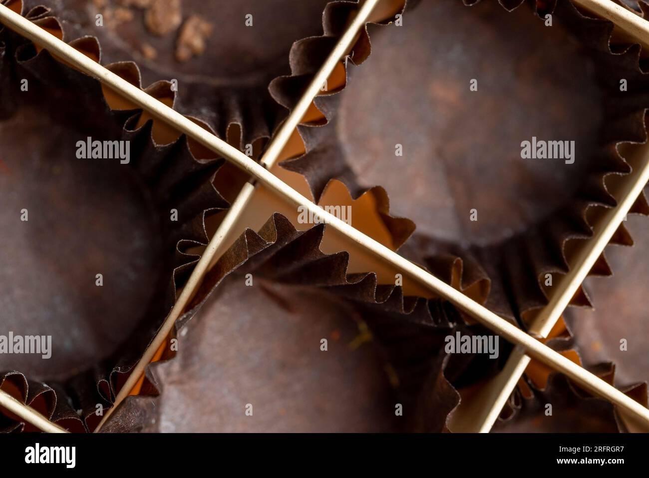 Empty box packaging for chocolates, used paper gift box from sweets and ...