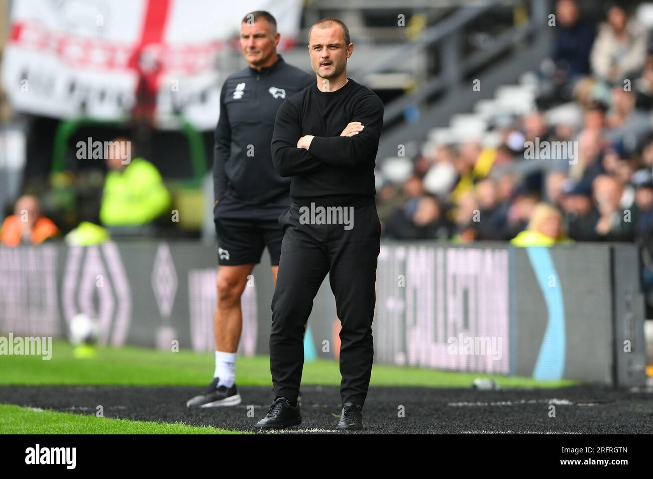 Shaun Maloney, manager of Wigan Athletic looks on during the Sky Bet ...