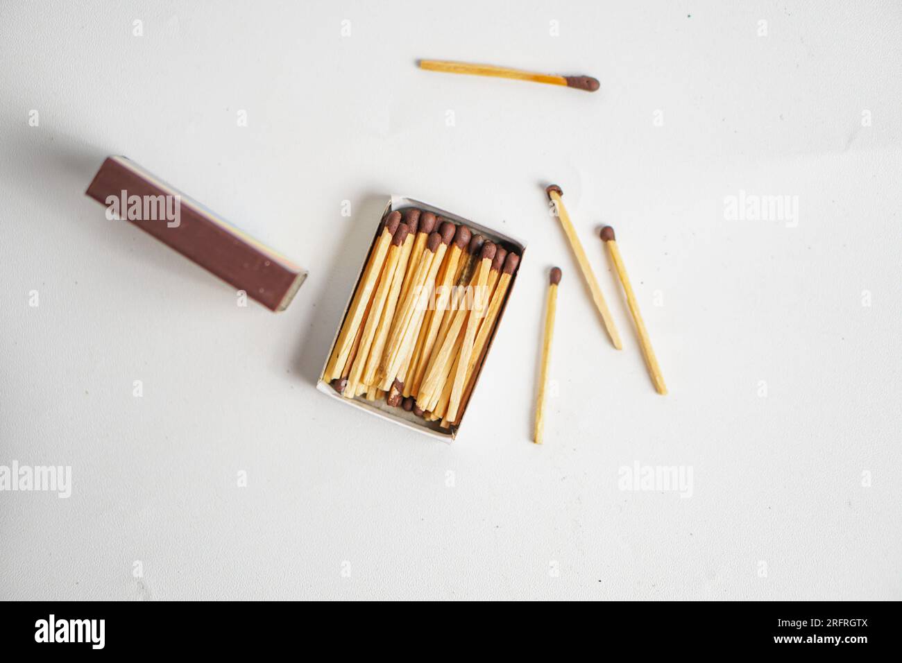 Half opened blank matchbox with matches inside isolated on white Stock ...