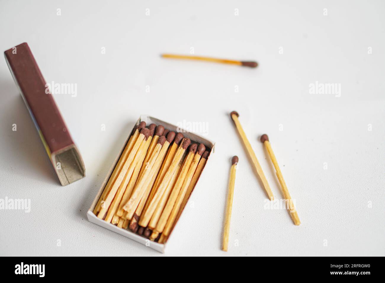 Half opened blank matchbox with matches inside isolated on white Stock ...