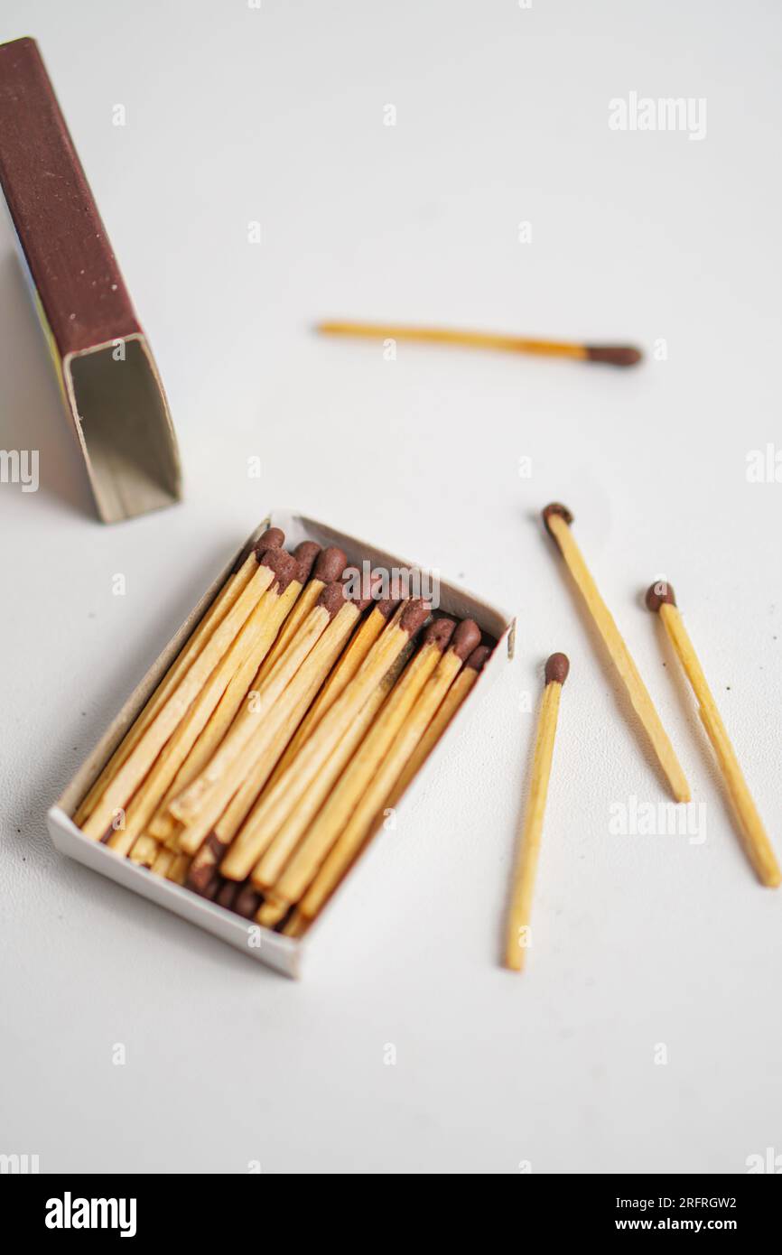 Half opened blank matchbox with matches inside isolated on white Stock ...