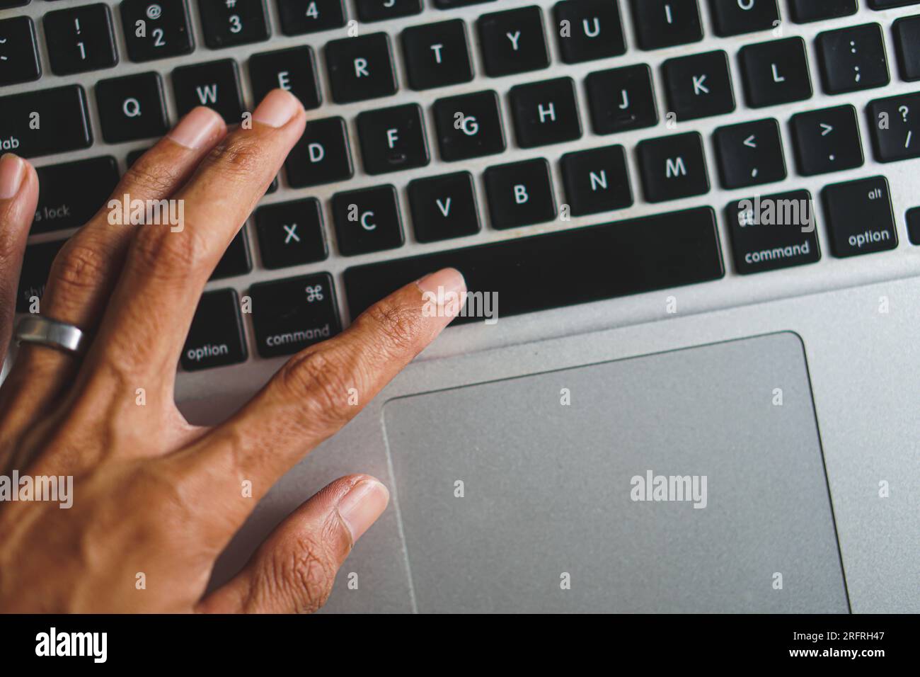 opening a laptop computer, getting ready for work in office Stock Photo ...