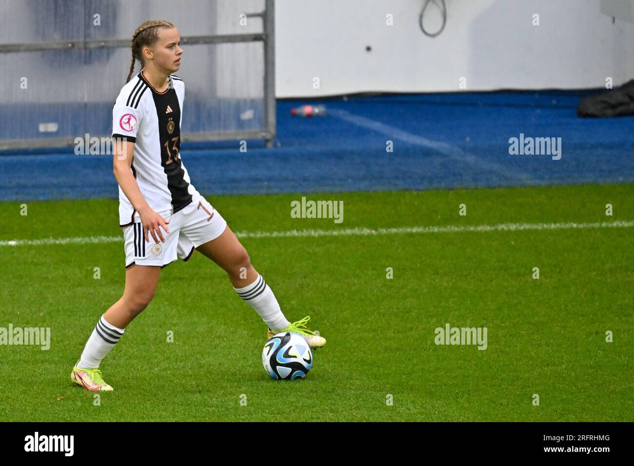 Miriam Hils (13) of Germany pictured during a female soccer game ...