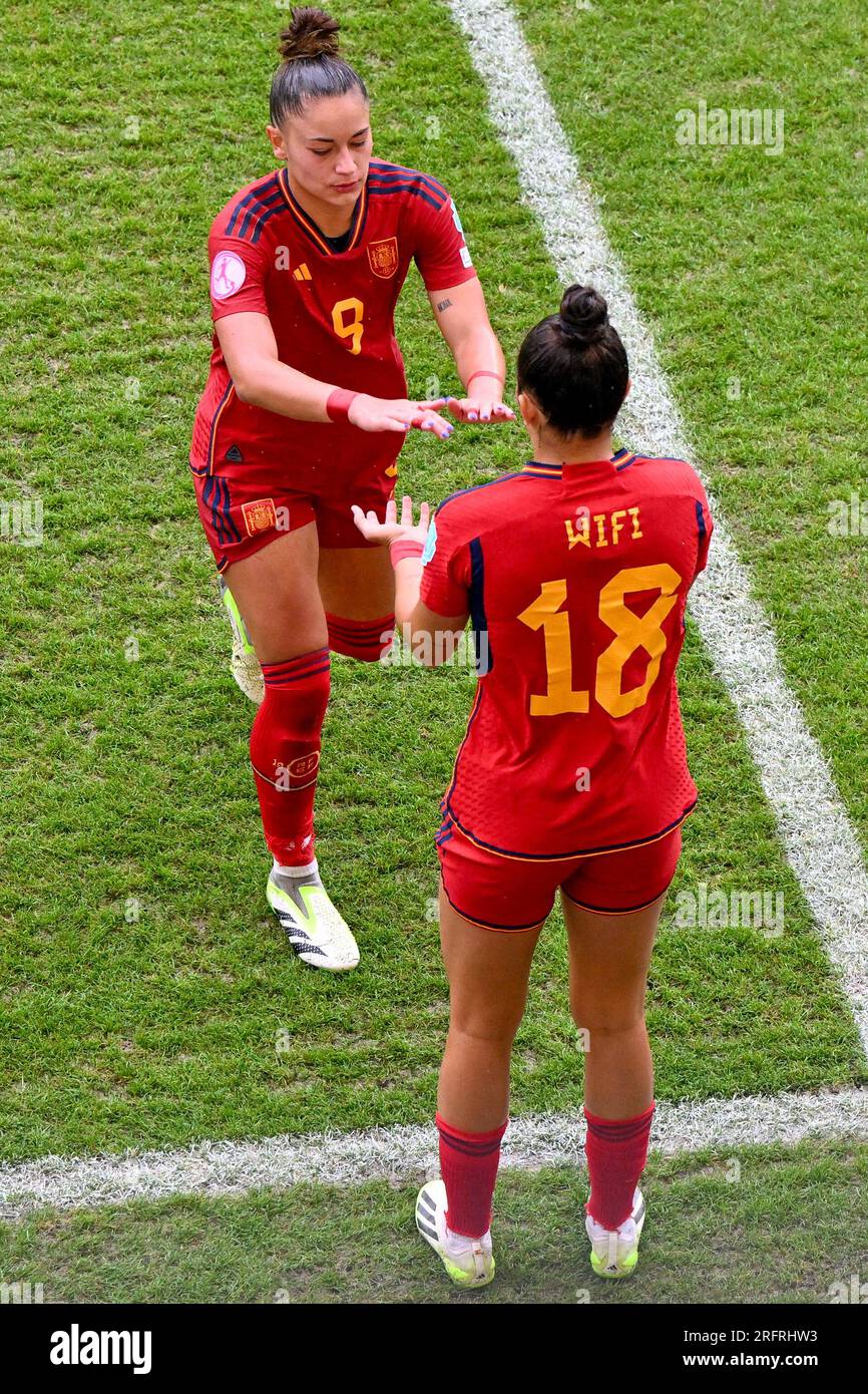 Carla Camacho (9) of Spain pictured being substituted by Lucia Moral ...