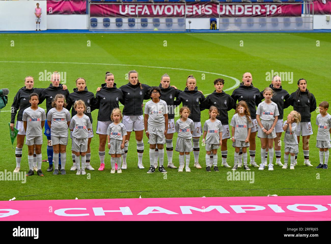 Leuven, Belgium. 30th July, 2023. players of Germany pictured during the national antherms ahead ...