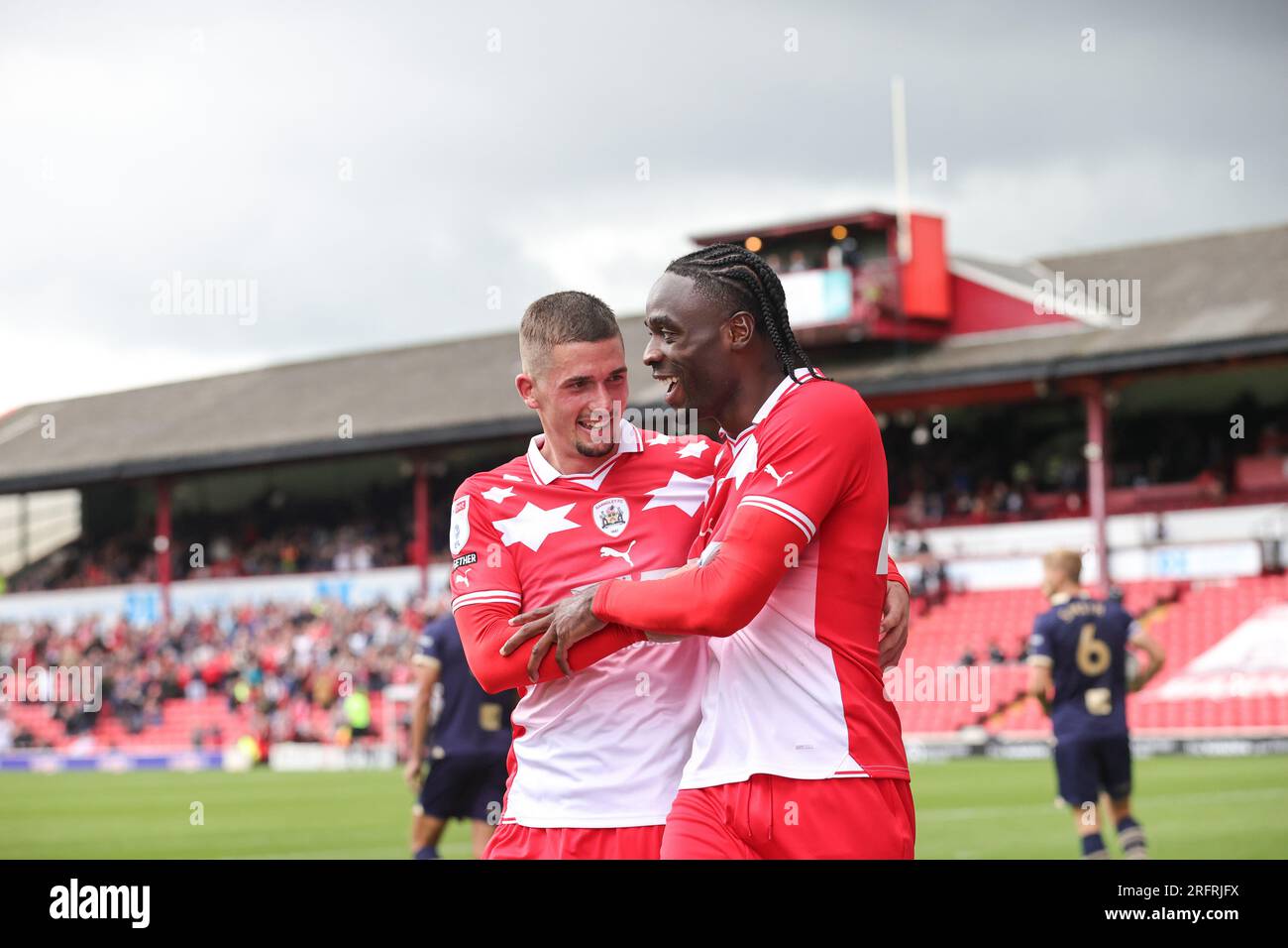 Devante Cole #44 of Barnsley celebrates his goal to make it 3-0 during ...