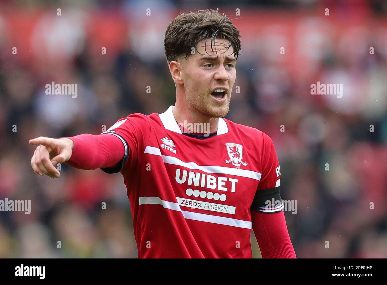 Hayden Hackney #7 of Middlesbrough gestures and reacts during the Sky ...