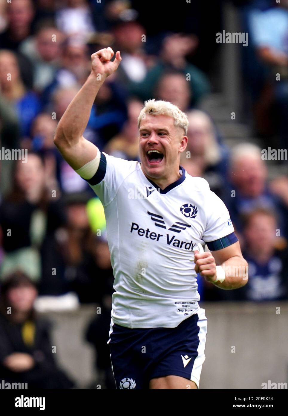 Scotland's Darcy Graham celebrates scoring their side's first try ...