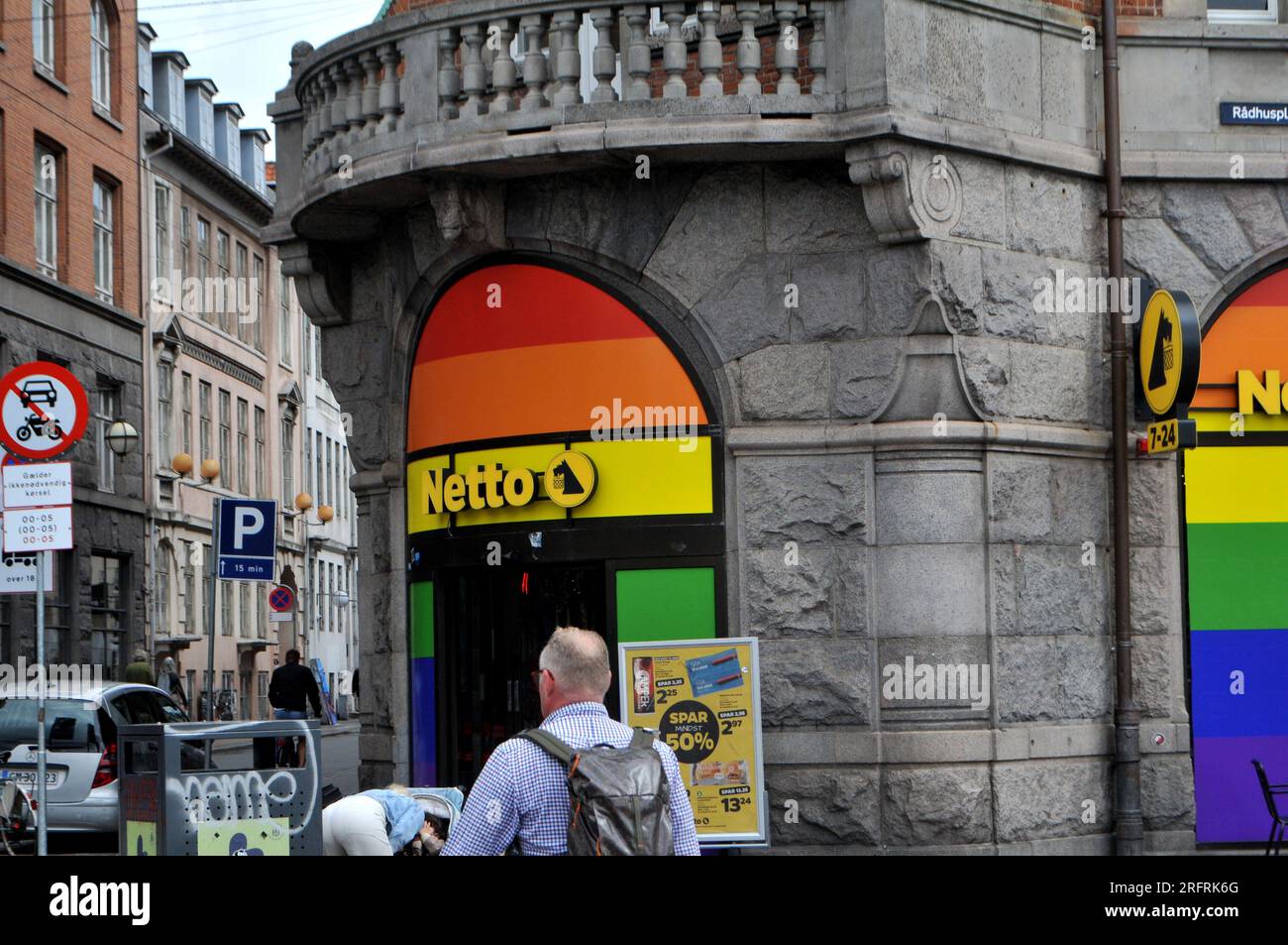 Copenhagen/Denmark /05 August 2023/Netto grocery store colour rainbow ...