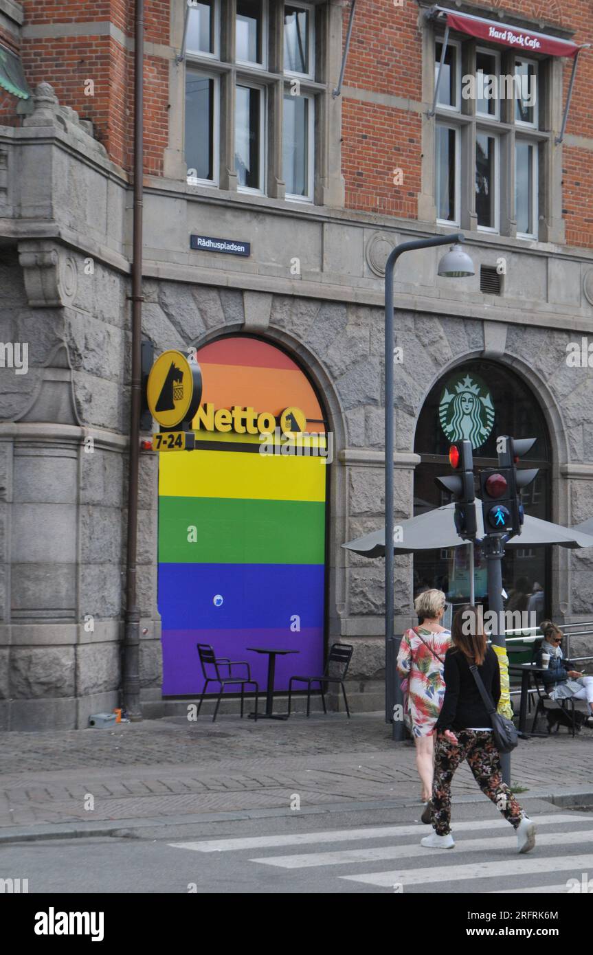 Copenhagen/Denmark /05 August 2023/Netto grocery store colour rainbow ...